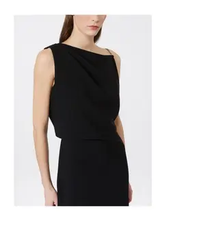 Max Mara Sleeveless Asymmetrical Collar Open Back Maxi Dress - Black