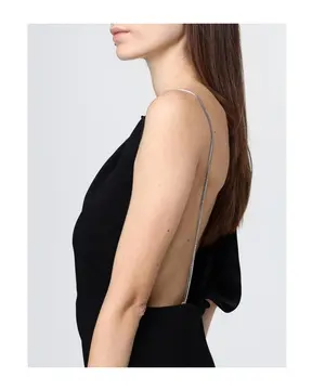 Max Mara Sleeveless Asymmetrical Collar Open Back Maxi Dress - Black