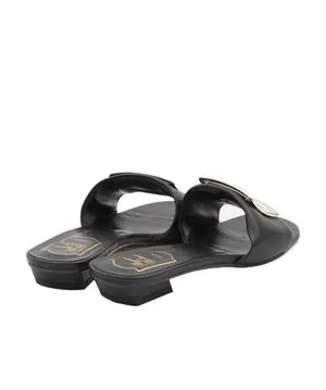 ROGER VIVIER Metal Buckle Slide Mules - Black