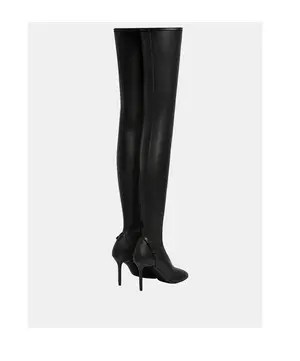 COURREGES Oblique Thigh-high Boots - Black