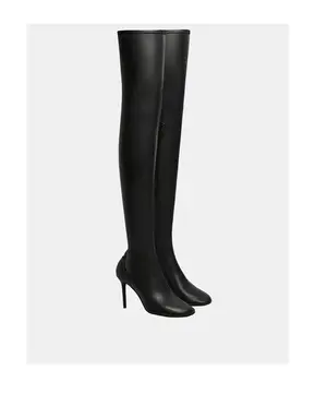 COURREGES Oblique Thigh-high Boots - Black