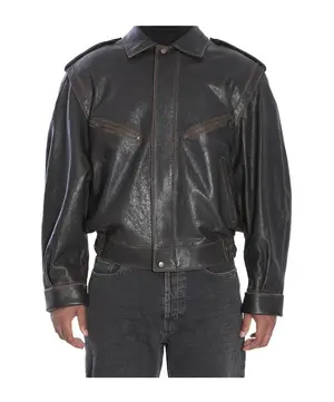 Saint Laurent Leather Zip-up Jacket With Peak Collar