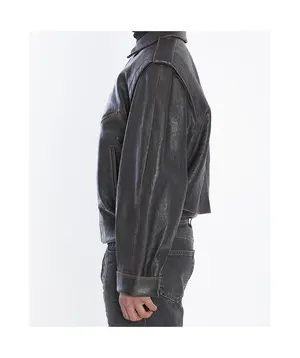Saint Laurent Leather Zip-up Jacket With Peak Collar