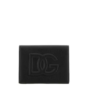 Dolce & Gabbana Dolce Gabbana Logo Embossed Foldover Top Wallet - Black