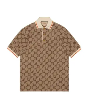 Gucci Gg Logo Jacquard Polo Shirt - Brown