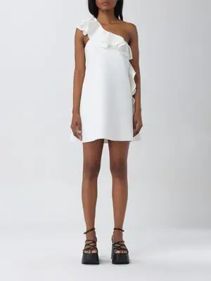 MSGM One-shoulder Ruffled Mini Dress - White