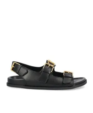 Valentino Garavani Vlogo Signature Double Buckle-strap Sandals - Black