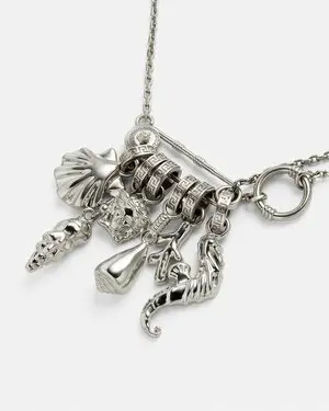 Versace Safety Pin Ocean Charms Necklace