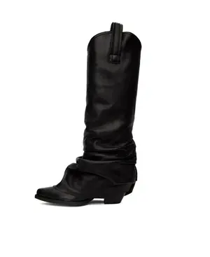 R13 Knee-high Western Boots With Embroidered Detail - Black