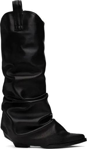 R13 Knee-high Western Boots With Embroidered Detail - Black