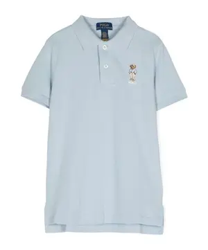 Ralph Lauren Polo Bear-embroidered Cotton Polo Shirt - Blue
