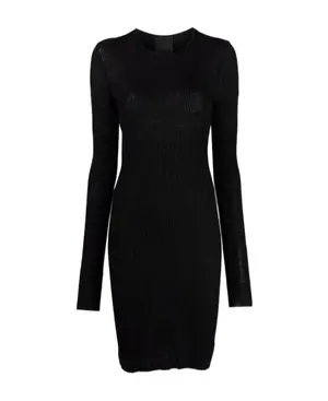 Givenchy Ribbed Wool Long Sleeve Dress - Black