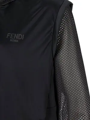 Fendi Acetate Hooded Zip-up Jacket With Logo Detail