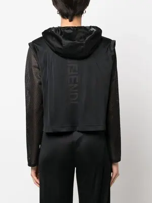 Fendi Acetate Hooded Zip-up Jacket With Logo Detail