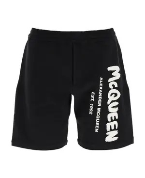 Alexander McQueen Logo Graffiti Bermuda Shorts