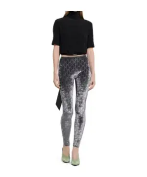 Gucci Gg Crystal Embroidered Stretch Chenille Leggings