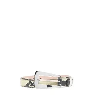 Khaite Lucca Embossed Python Belt - Beige Black