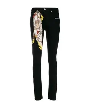Off-White Slim Fit Jeans With Scarf Detail