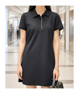 Burberry Check Trim Cotton Polo Shirt Dress