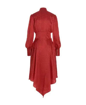 Alexandre Vauthier Polka Dot Asymmetrical Long Sleeve Dress