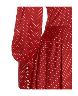 Alexandre Vauthier Polka Dot Asymmetrical Long Sleeve Dress
