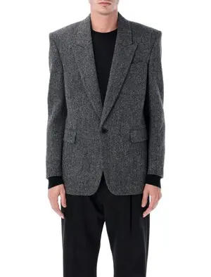 Saint Laurent Single-breasted Long-sleeved Blazer - Black