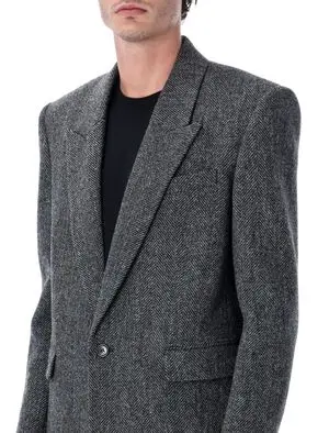 Saint Laurent Single-breasted Long-sleeved Blazer - Black