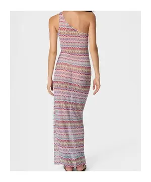 Missoni One-shoulder Cover-up In Printed Tulle With Zigzag Pattern