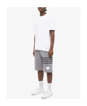 Thom Browne Four-bar Stripe Jersey Shorts - Medium Gray