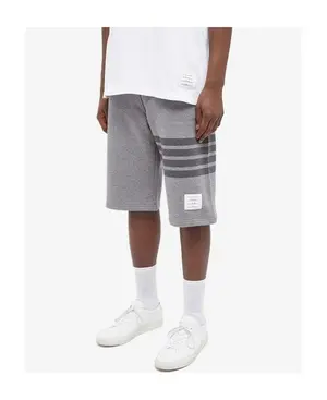 Thom Browne Four-bar Stripe Jersey Shorts - Medium Gray