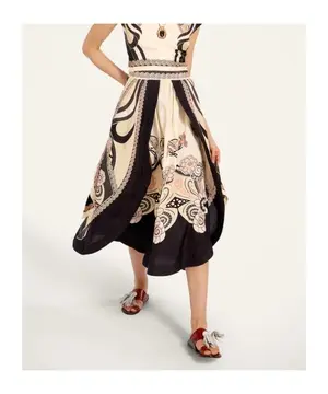 La DoubleJ Floral-print Midi Skirt - Black