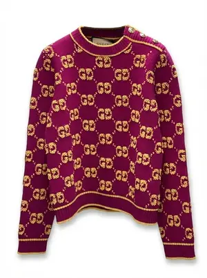 Gucci Logo Knitted Wool Sweater With Double G Buttons