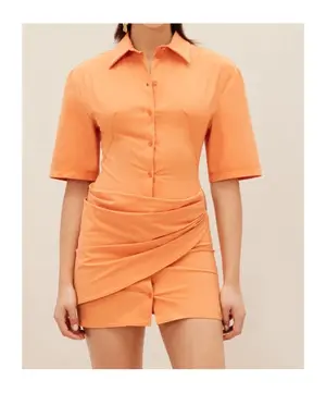 Jacquemus Draped Mini Shirt Dress - Orange