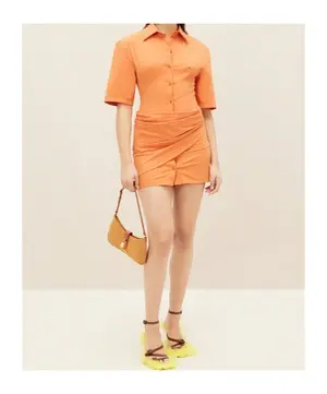 Jacquemus Draped Mini Shirt Dress - Orange