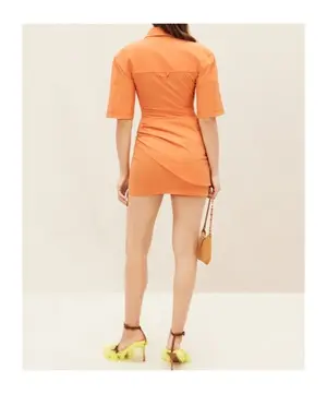 Jacquemus Draped Mini Shirt Dress - Orange