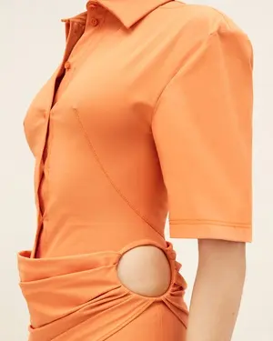 Jacquemus Draped Mini Shirt Dress - Orange