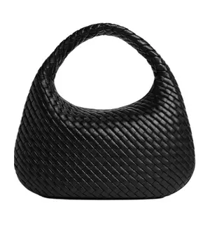 Bottega Veneta Woven Leather Hobo Bag - Black