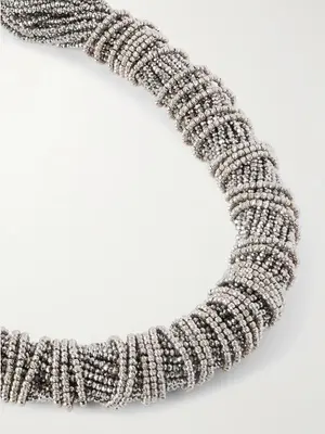 Brunello Cucinelli Beaded Silver Necklace - Gray