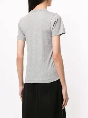 Play Comme Des Garcon Logo Embroidered Crew Neck T-shirt - Gray