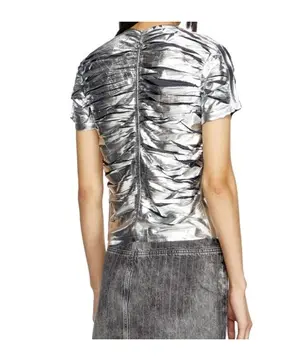DIESEL® T-ai Gathered V-neck T-shirt - Silver/blue
