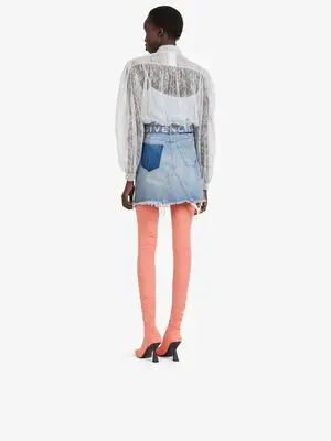Givenchy Belted Denim Mini Skirt With Logo Detail