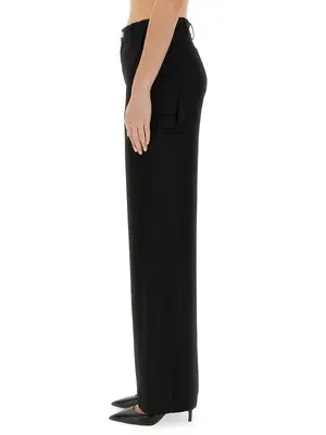 Moschino Wide-legged Button Detail Casual Trousers - Black