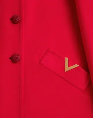 Valentino Garavani Draped Coat With High Neck And Side Slit Pockets - Red
