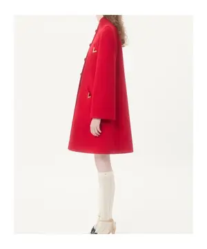 Valentino Garavani Draped Coat With High Neck And Side Slit Pockets - Red