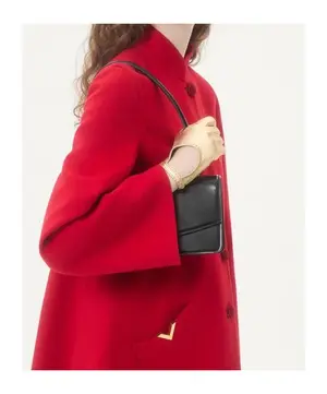 Valentino Garavani Draped Coat With High Neck And Side Slit Pockets - Red