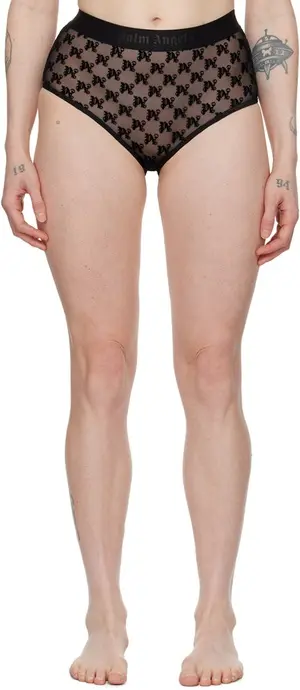 Palm Angels Monogram Pattern High-waist Lace Briefs