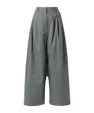 Tibi Pleated Cotton-twill Wide-leg Trousers