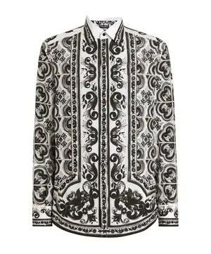 Dolce & Gabbana Dolce Gabbana Majolica-printed Poplin Martini Shirt - Multicolor