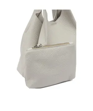 GIANNI CHIARINI Pebbled Leather Tote Bag - Grey