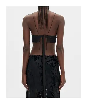 ANN DEMEULEMEESTER Scoop Neck Cropped Top With Tulle Hem